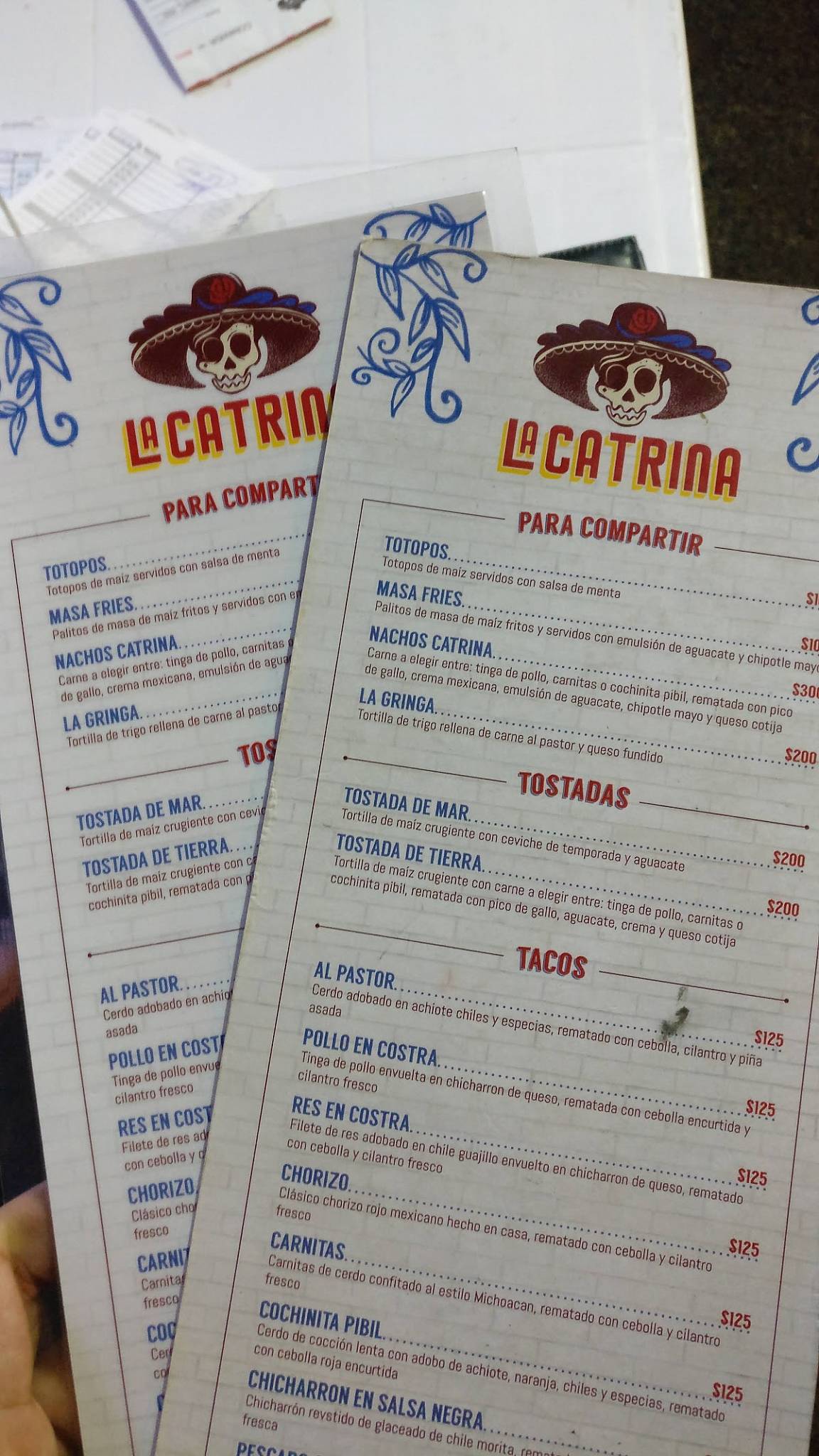 Menu at La Catrina restaurant, Santo Domingo, C. Max Henriquez Ureña
