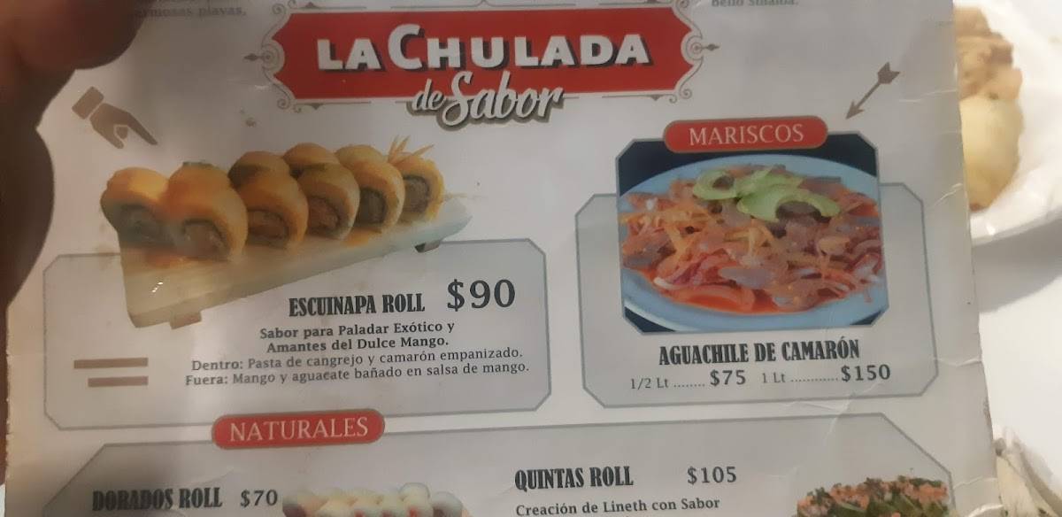 Carta de Restaurant La Chulada de Sabor, Mexico
