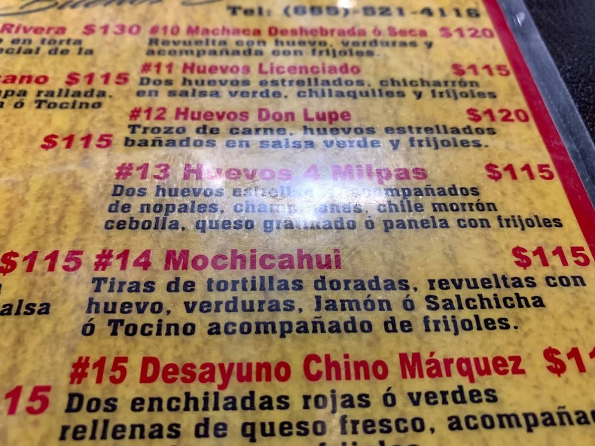 Carta del restaurante Las Milpas, Tecate, México 2 10