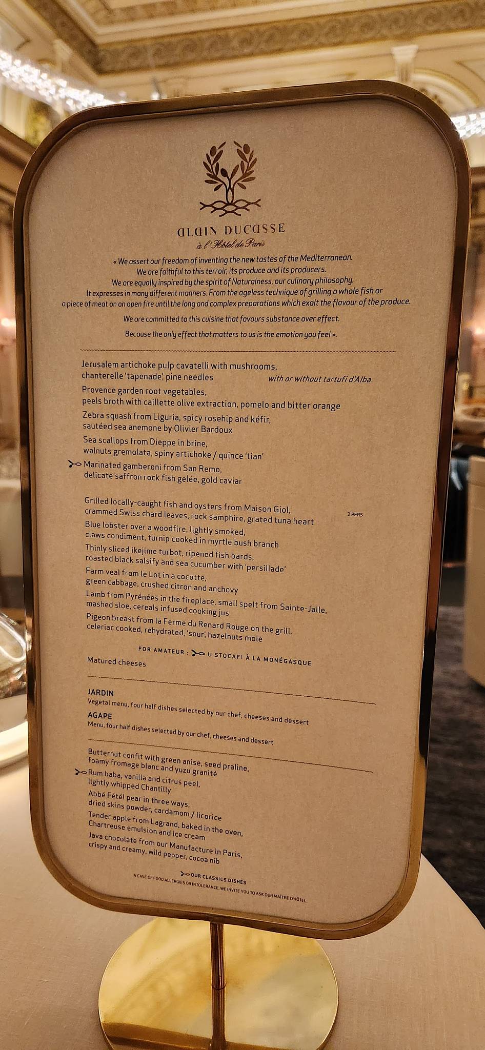 Menu at Le Louis XV - Alain Ducasse à l'Hôtel de Paris restaurant ...
