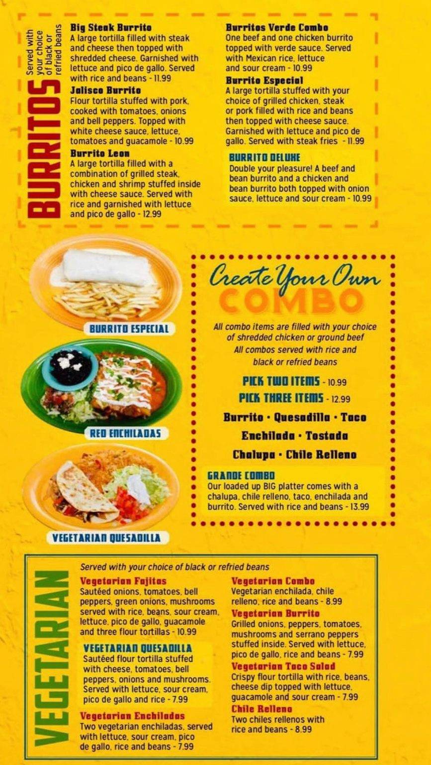 Menu at Leon's Grill Mexican Restaurant, Landen