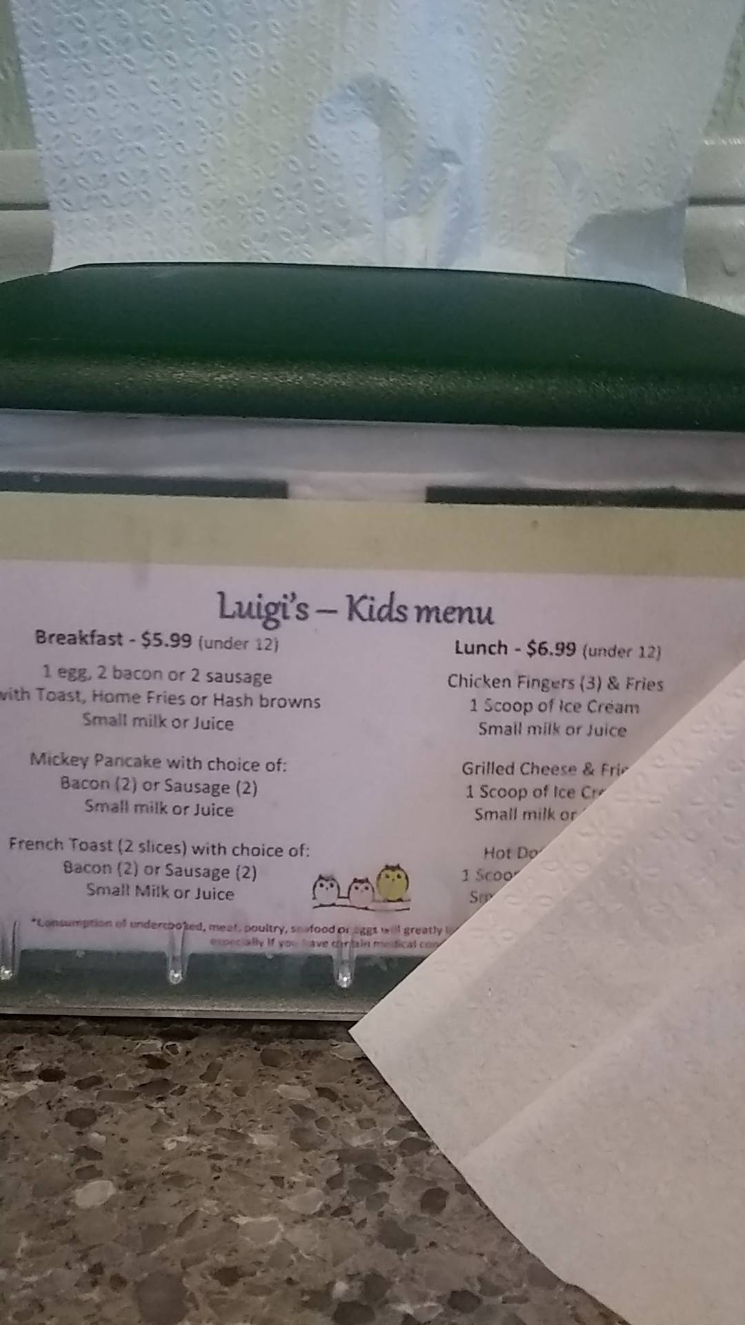 Menu at Luigi's - Breakfast, Lunch, Ice Cream: Peabody MA restaurant ...