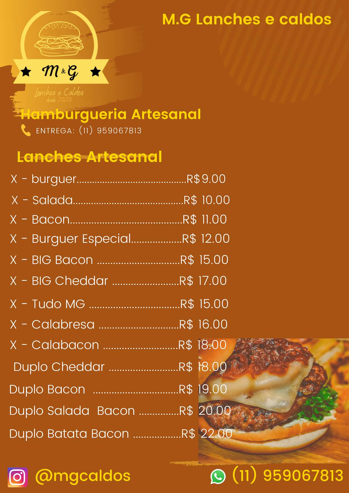 Menu at M.G Restaurante & Hambúrgueria, Diadema