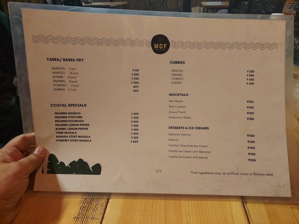 Menu at Mad Over Fish, Pune