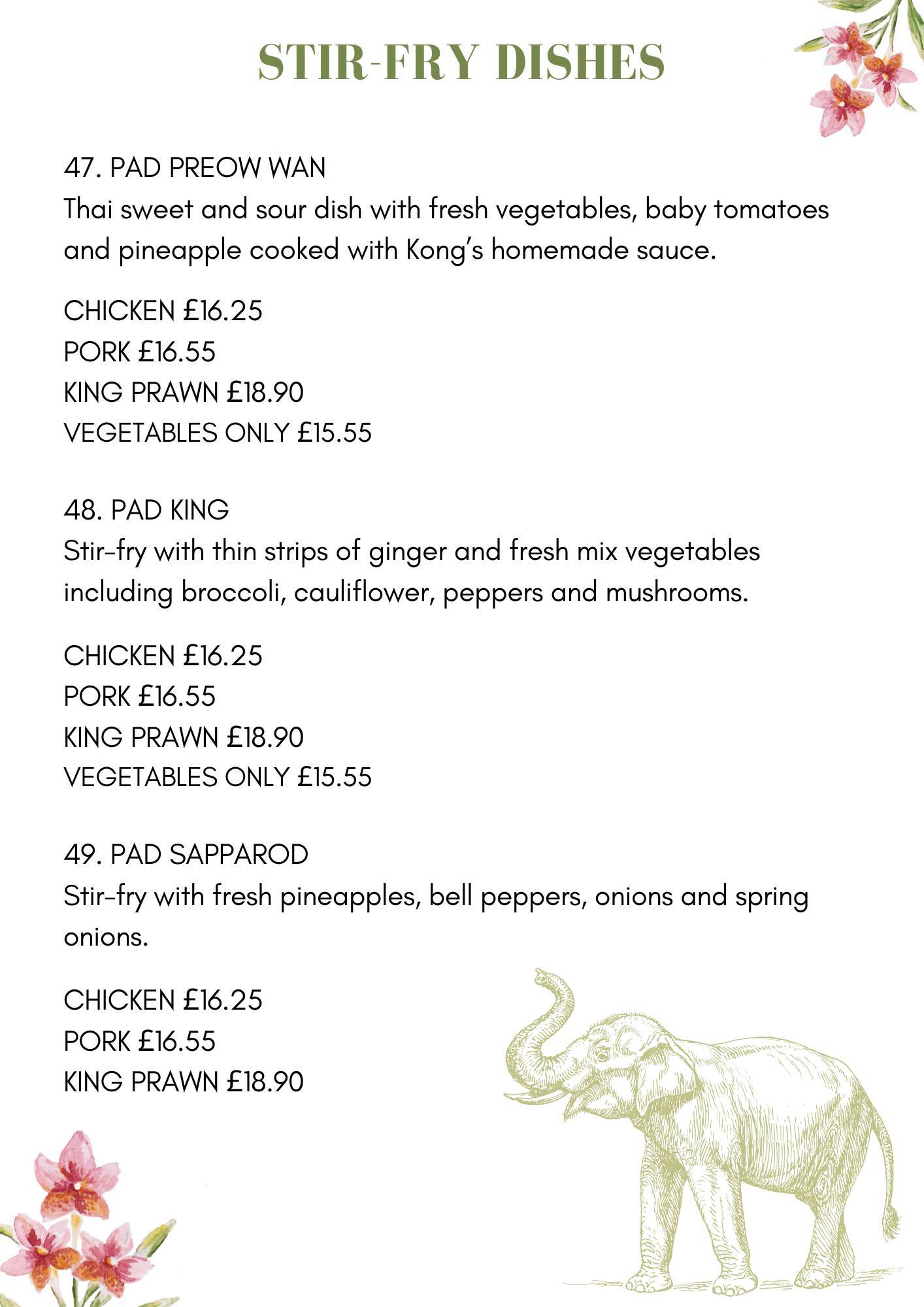 Menu at Mae Ping Thai Dining restaurant, Perth