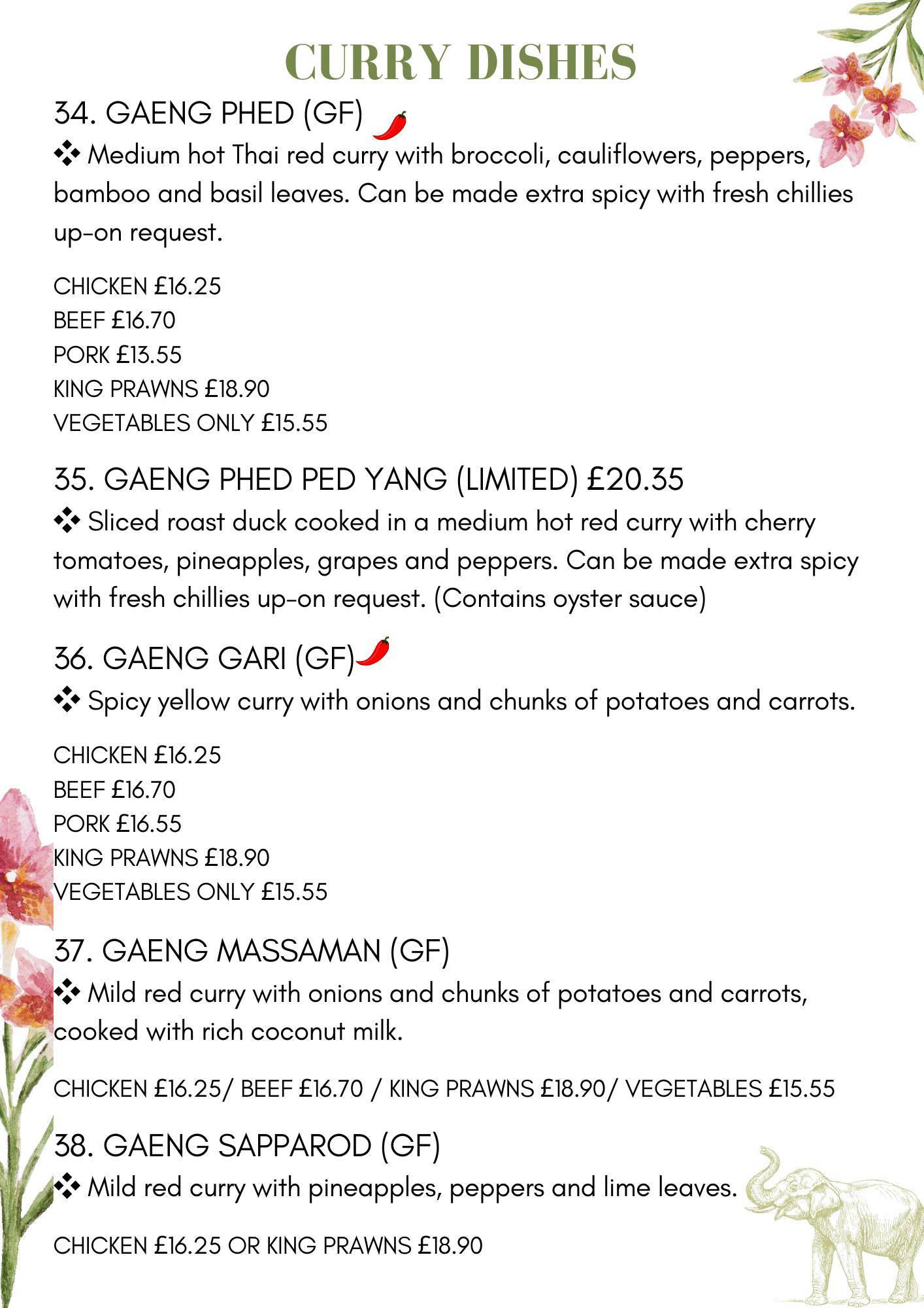 Menu at Mae Ping Thai Dining restaurant, Perth