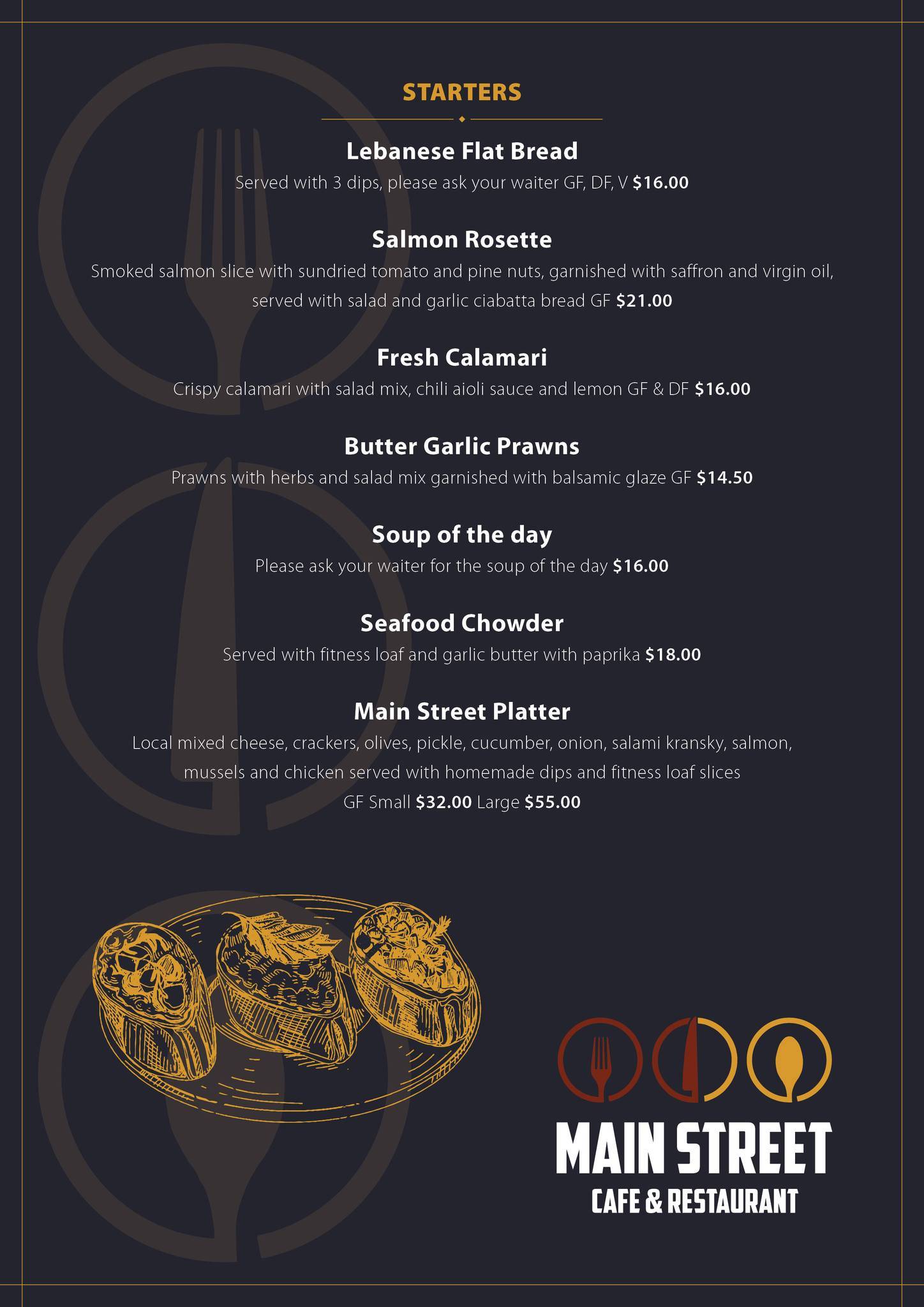 Menu at Main Street Cafe & Restaurant, Invercargill