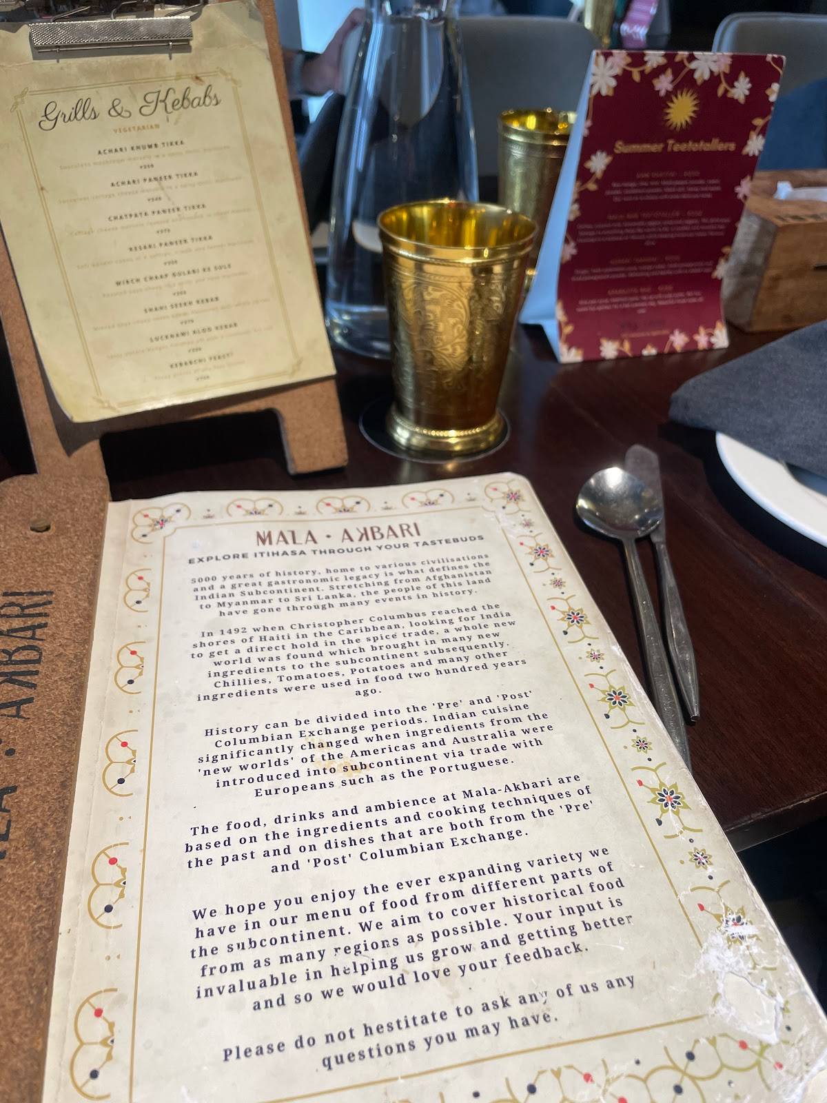 Menu at Mala-Akbari 32nd Avenue, Gurugram