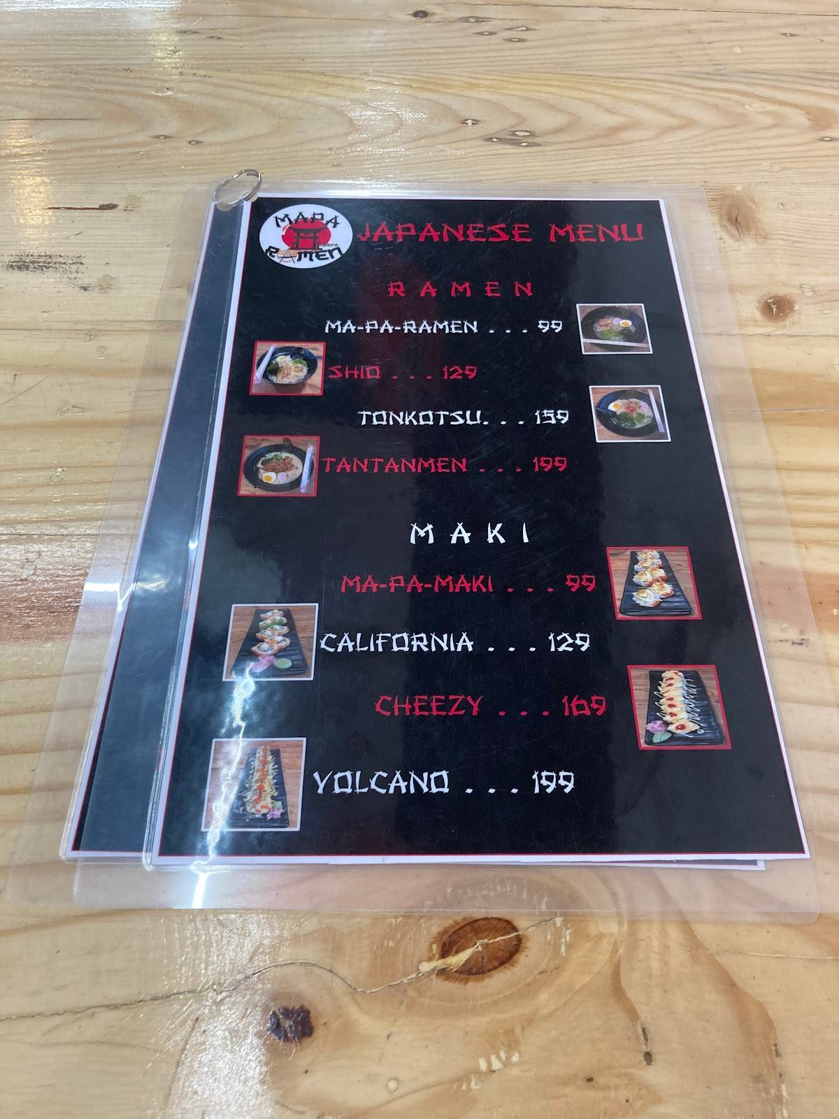 Menu at Mapa Ramen restaurant, Quezon City, 1102 Kamias Rd