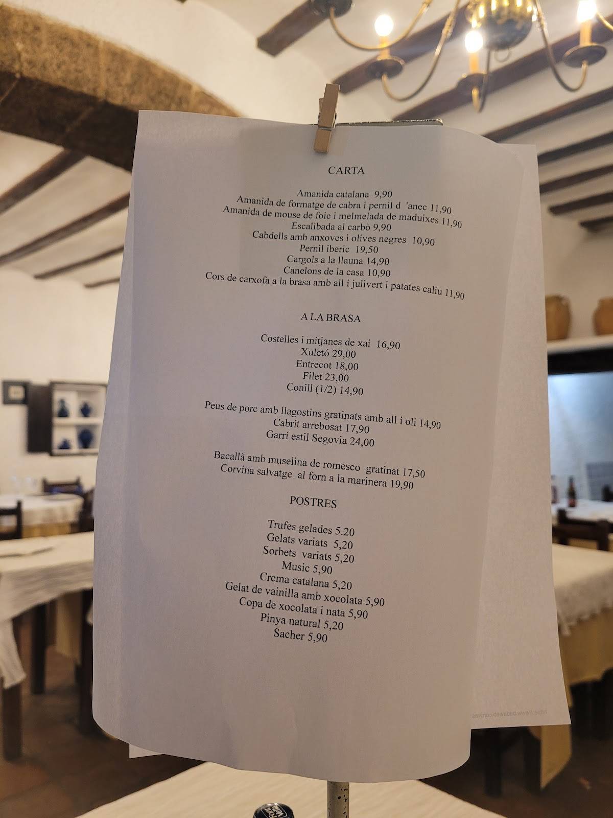 Carta de Restaurant Masia Can Sors, Alella