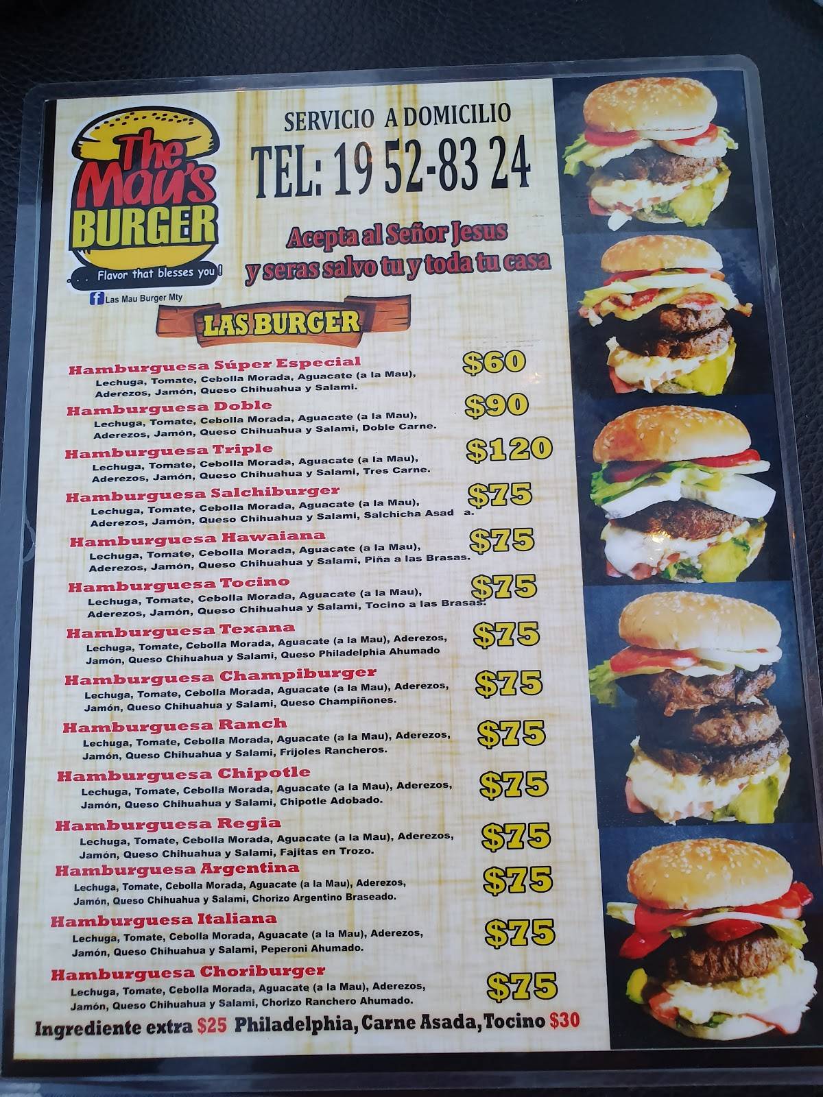 Carta del restaurante Mau Burger, San Nicolás del los Garza, Av. Santo ...