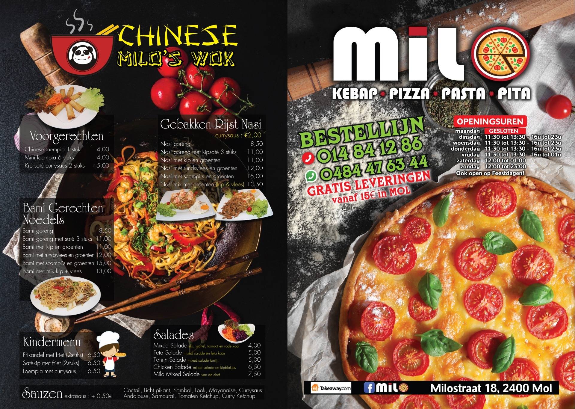 Menu at Milo kebap Millegem, Mol