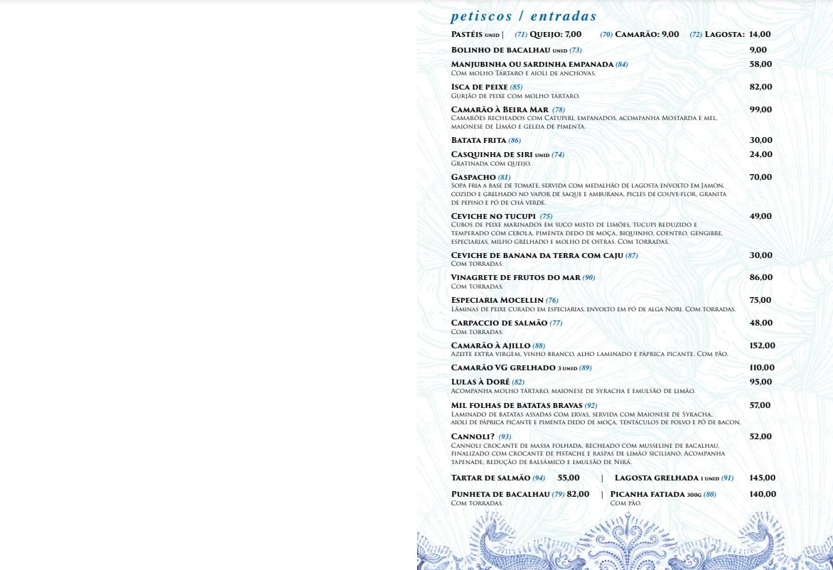 Menu em Mocellin Mar restaurante, Rio de Janeiro