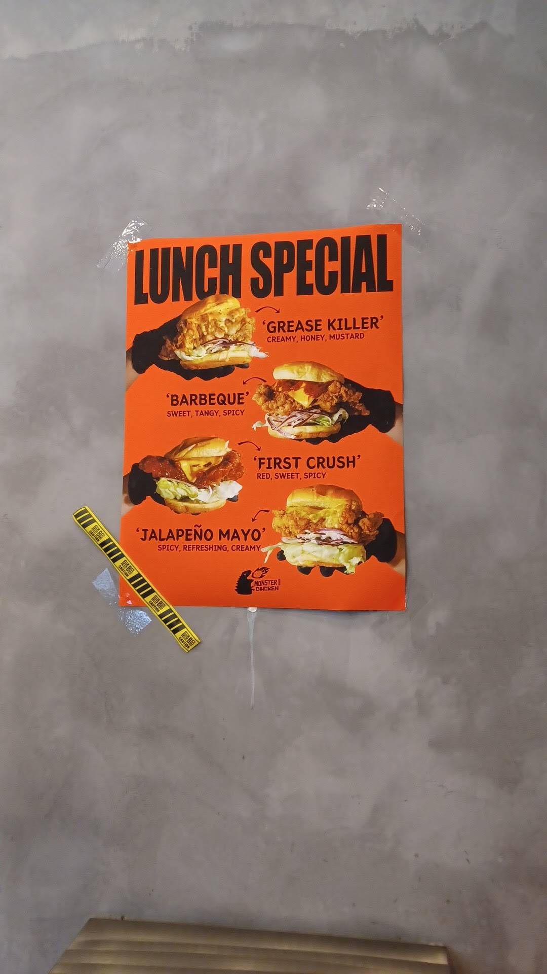 Menu at Monster Chicken restaurant, Stockholm