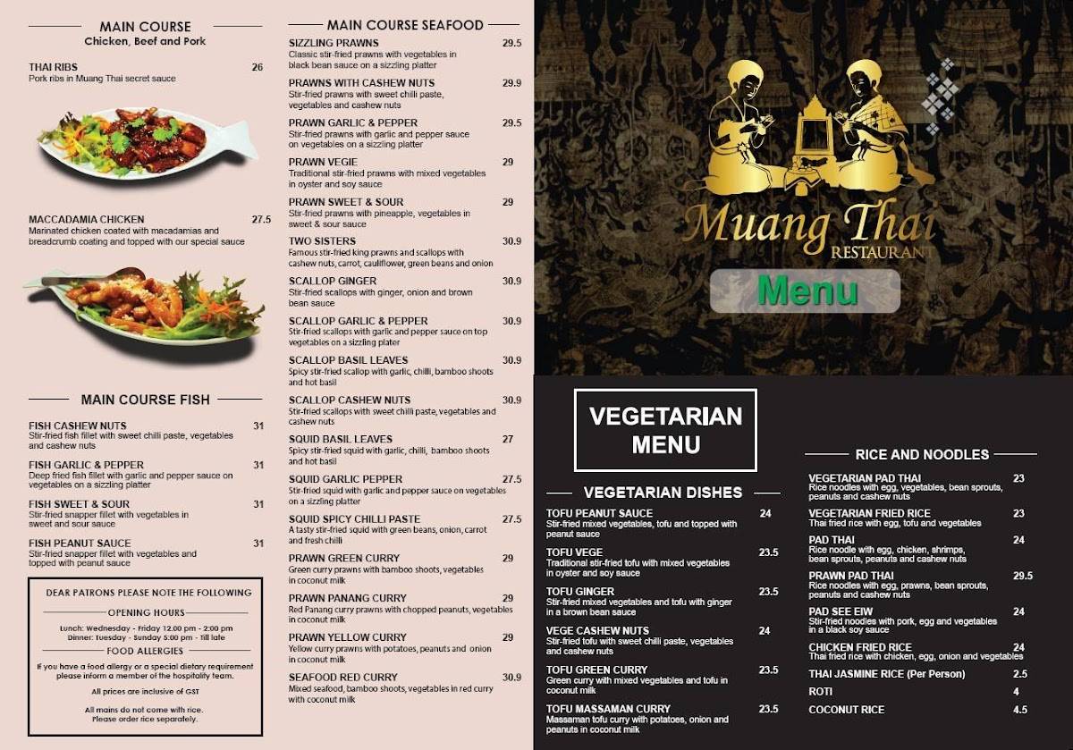 Menu at Muang Thai Pukekohe Restaurant, Pukekohe