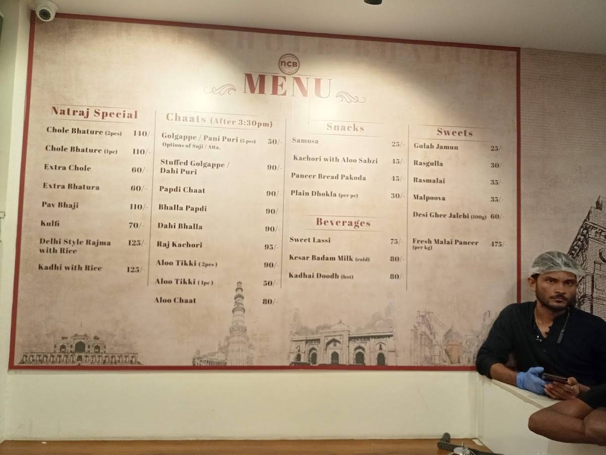 Menu at Natraj Chole Bhature Paharganj Wale, Bengaluru