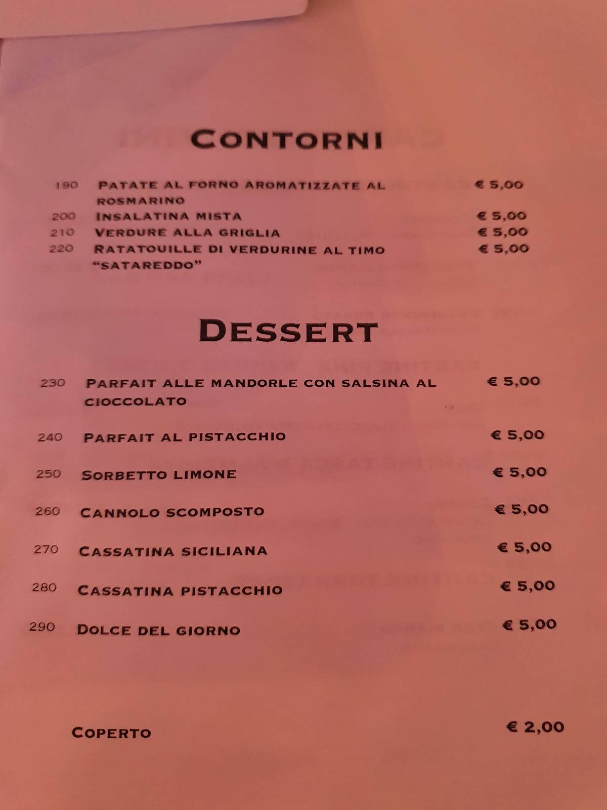 Menu da Osteria Cavallo ristorante, Favignana