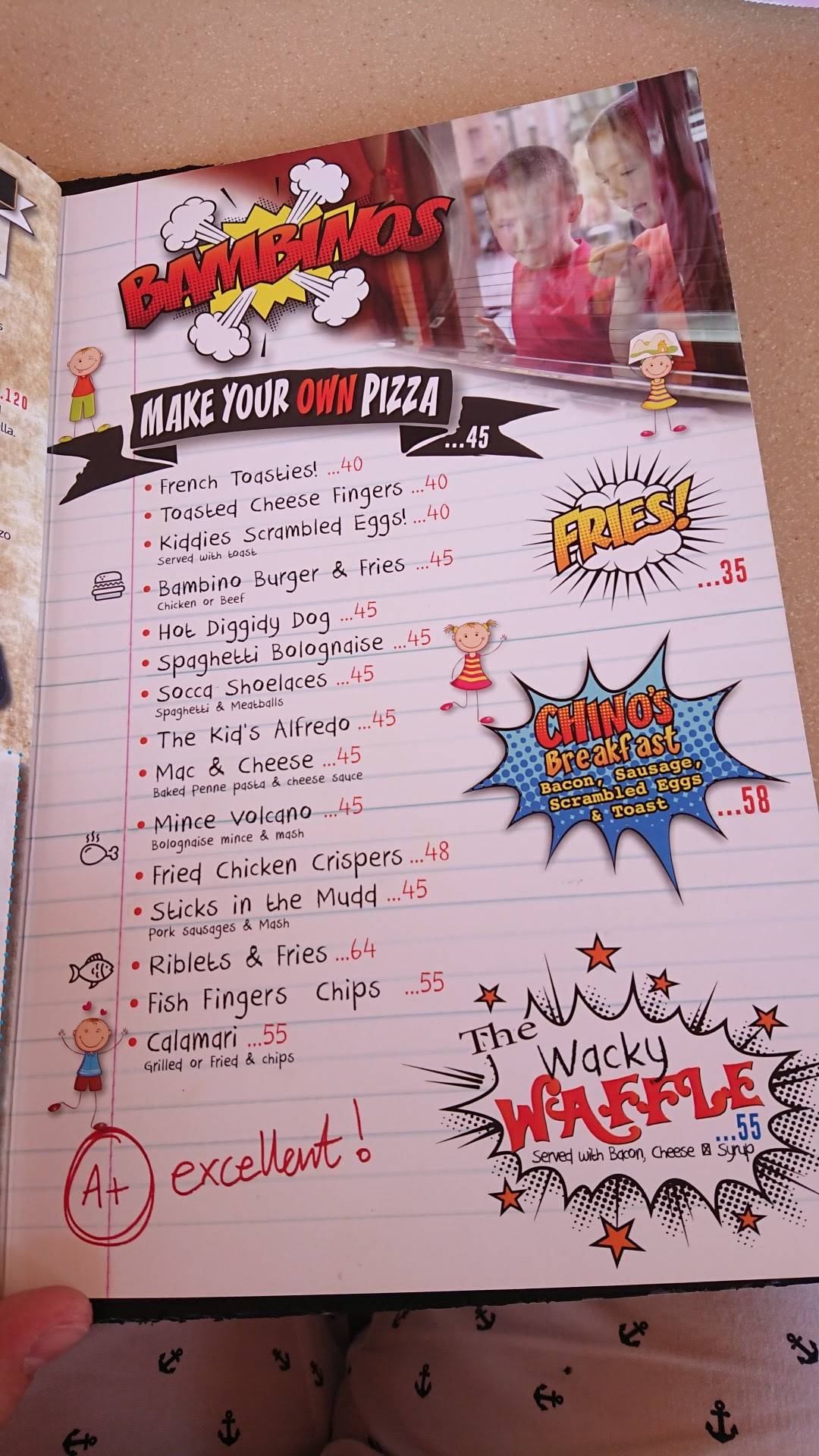 Menu at Papachinos Boksburg restaurant, Boksburg
