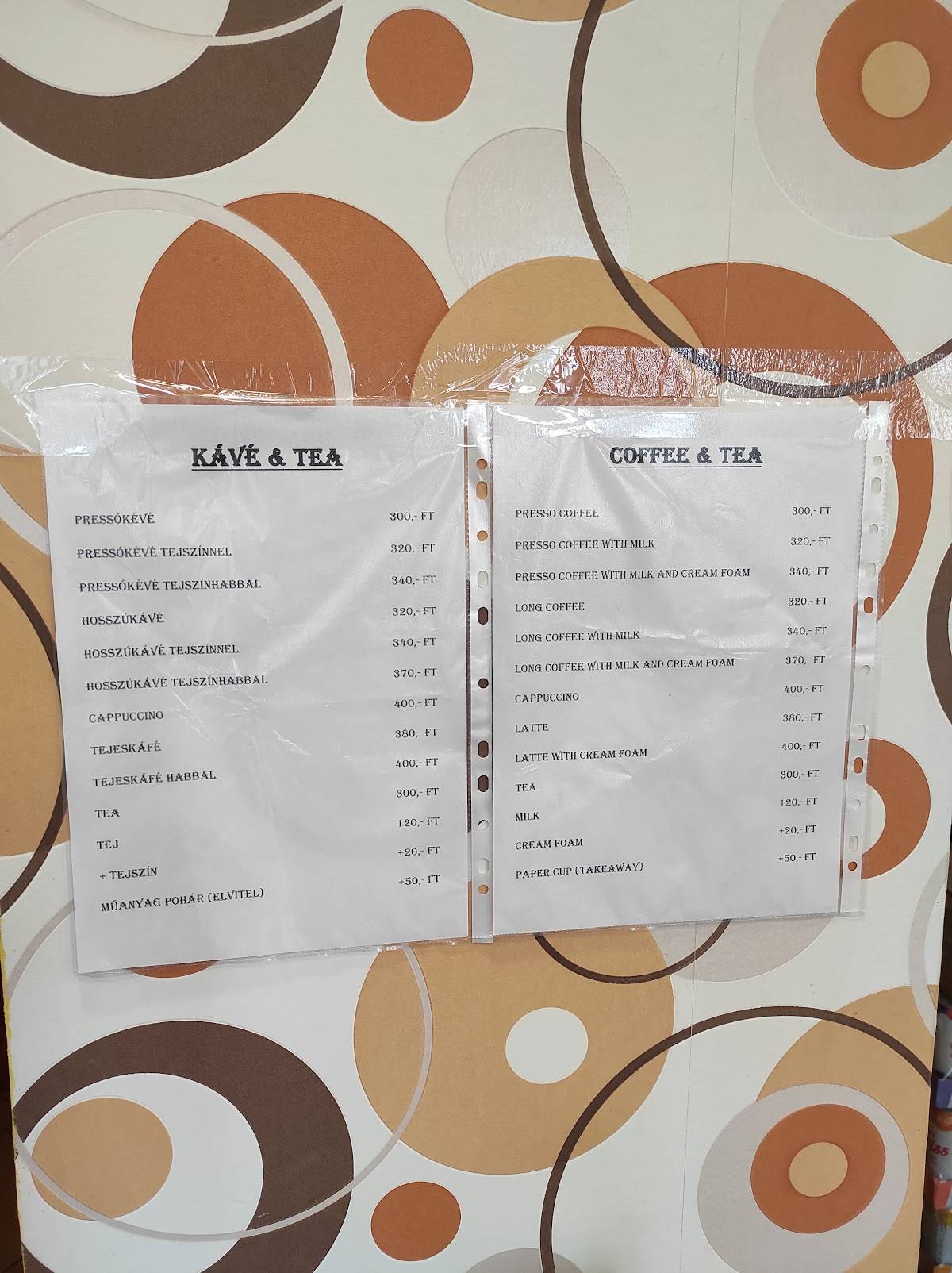 Carta del restaurante Peron Kínai Büfé, Pécs