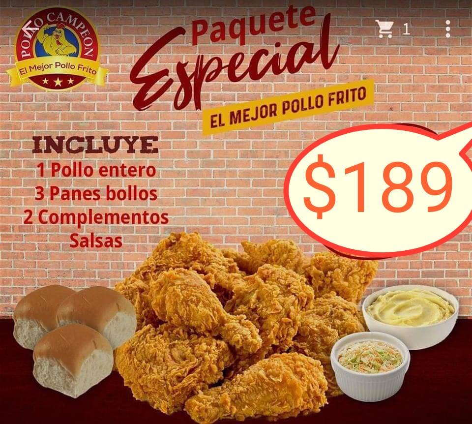 Carta del restaurante Pollo Campeon, Bucerías