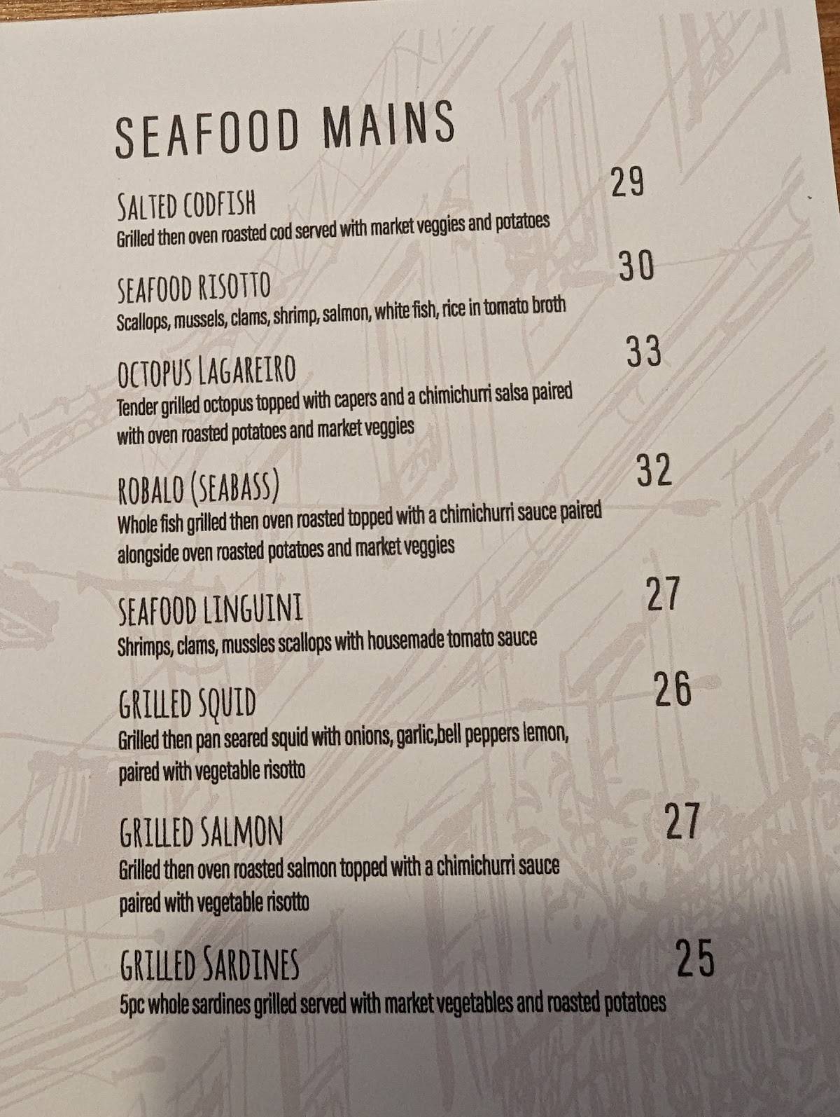Menu at Portuguese House restaurant, Huntsville