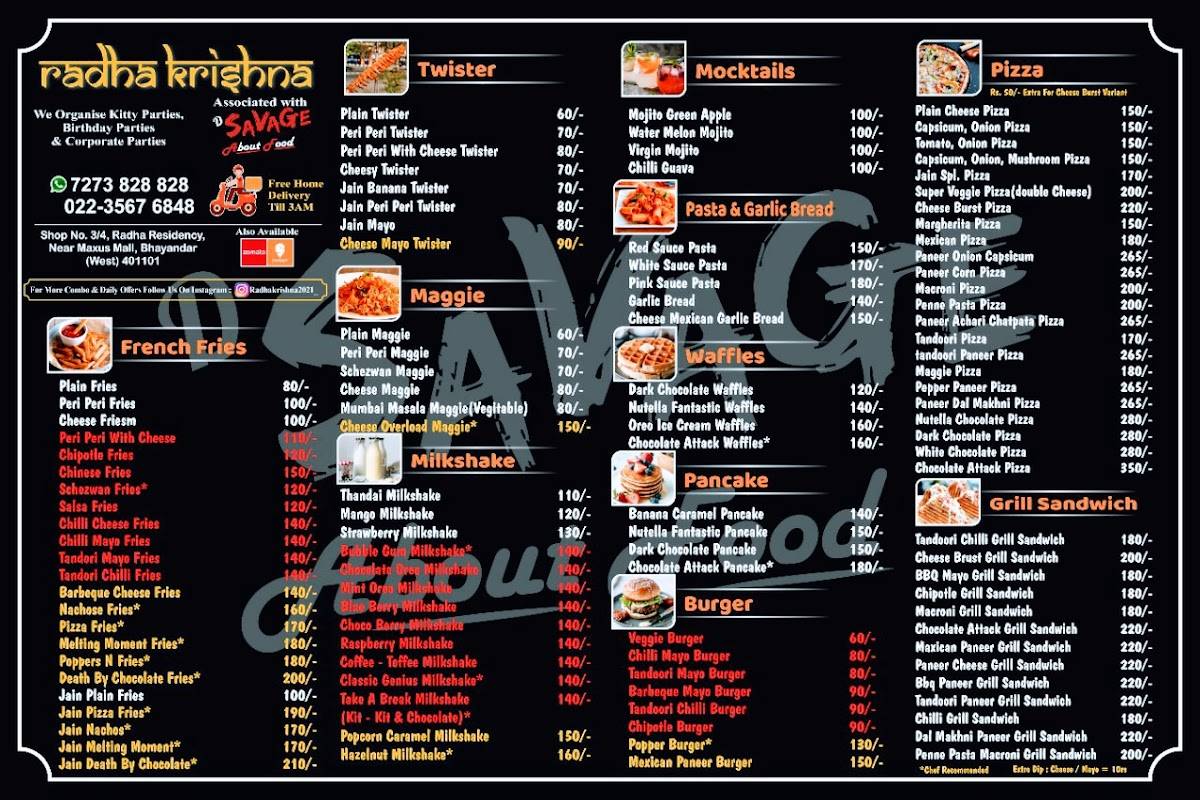 Menu at Radha Krishna Restaurant, Surat, Sumerru Business Corner