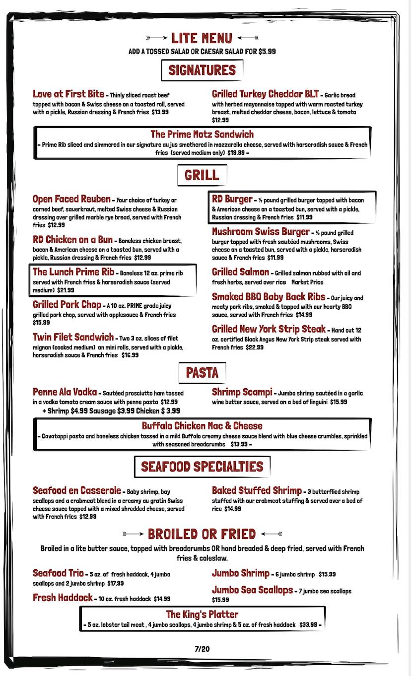 Menu at Raindancer Restaurant, Amsterdam, NY-30