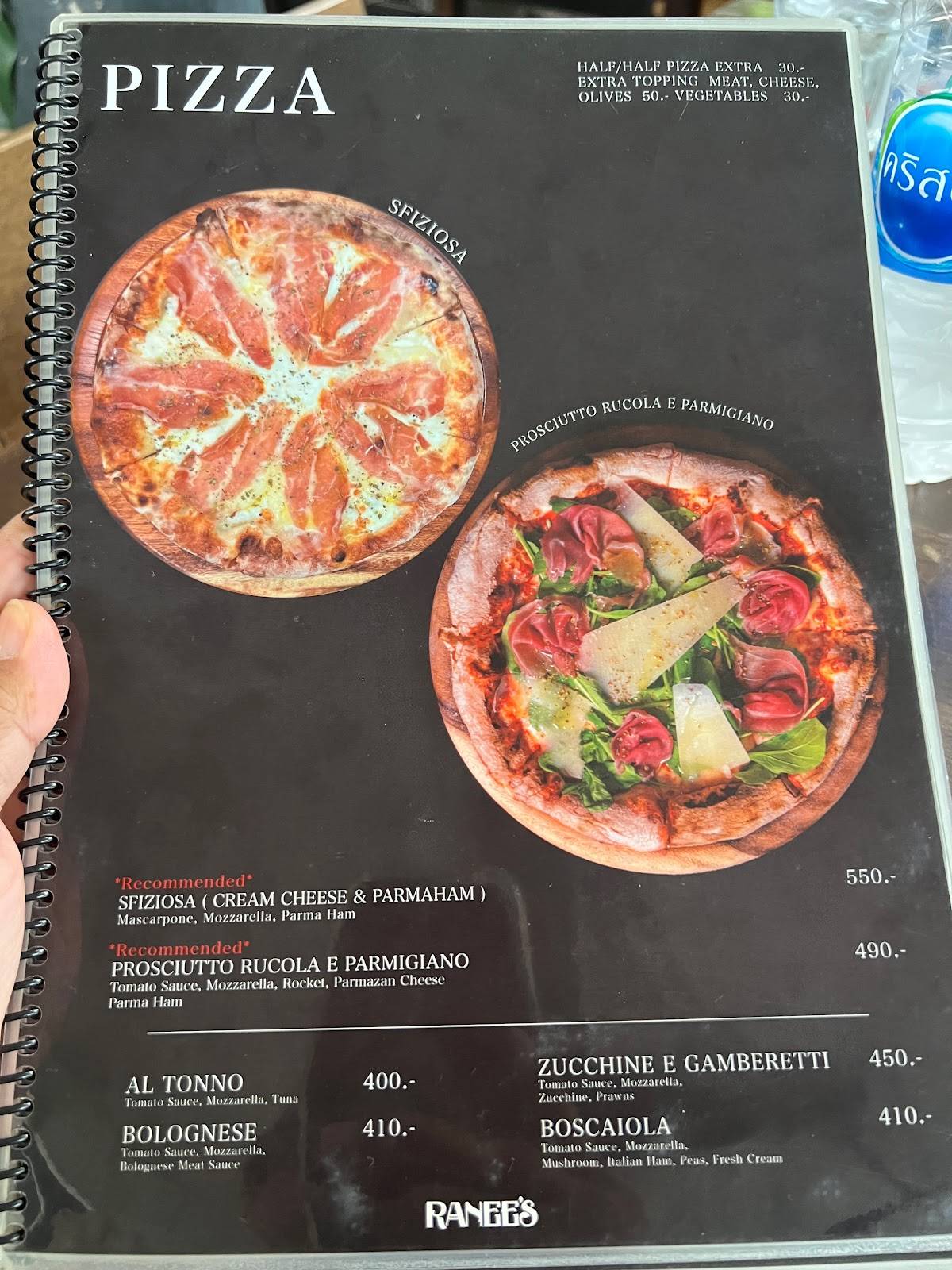 Menu at Ranee's restaurant, Bangkok, 15 Mayom