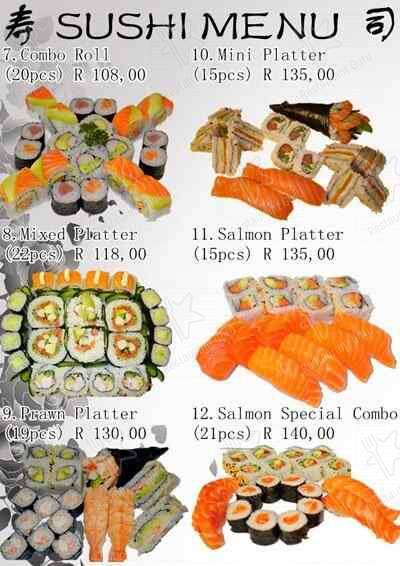 Menu at Rejoice sushi bar, Sandton