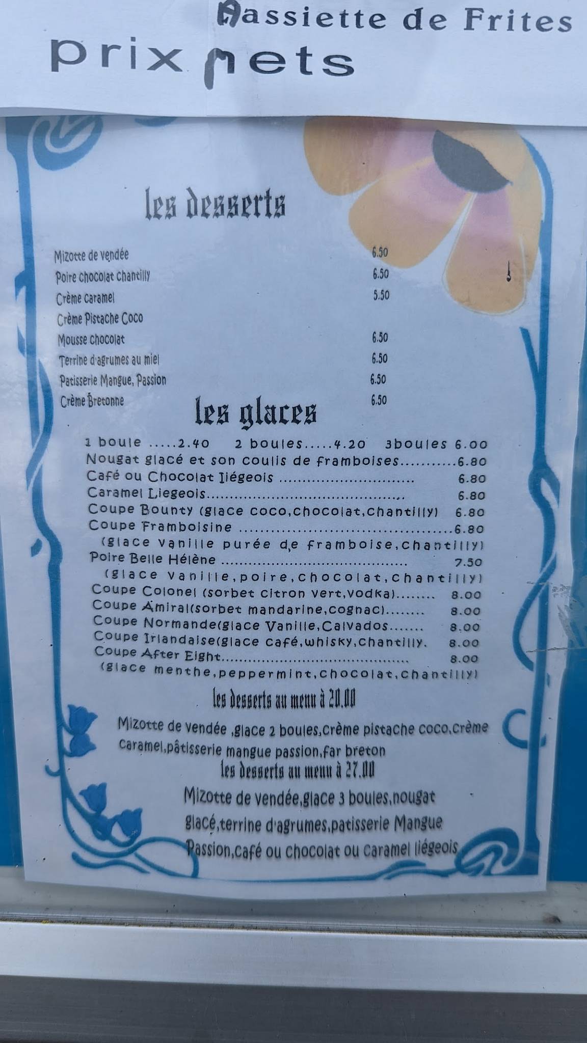 Menu au L'Armoricain restaurant, Pénestin, 46 Rue de l'Église