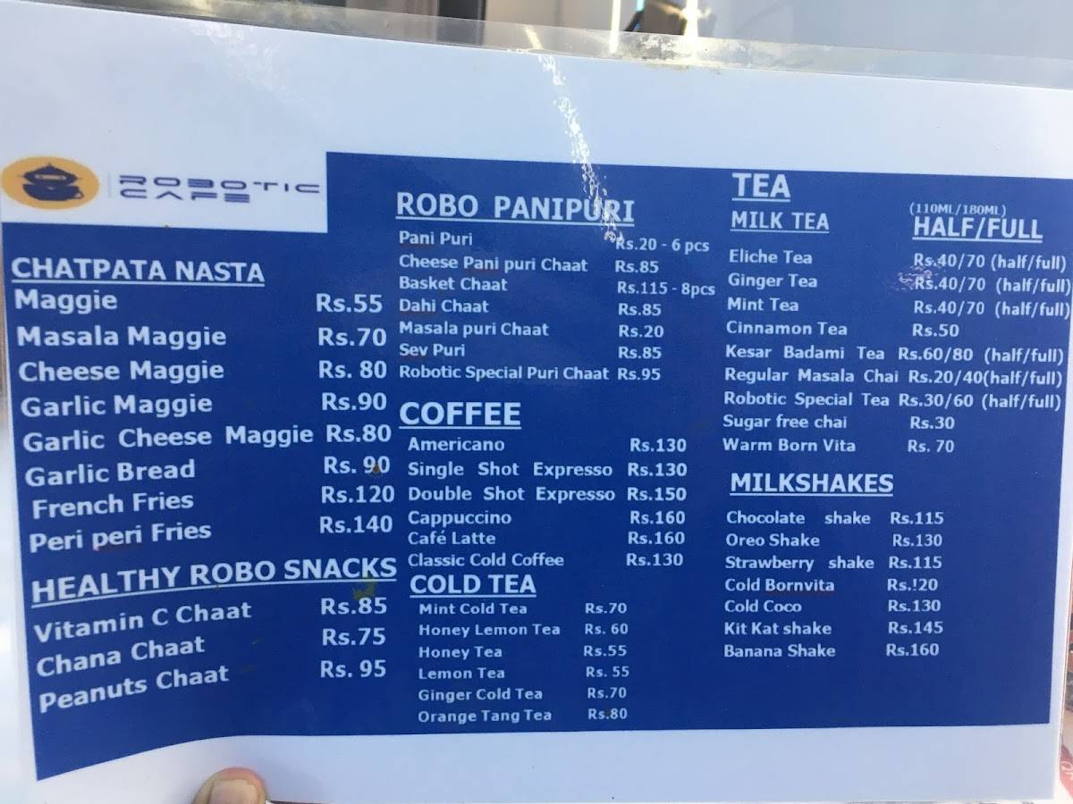 Menu at Robo Cafe, Ahmedabad