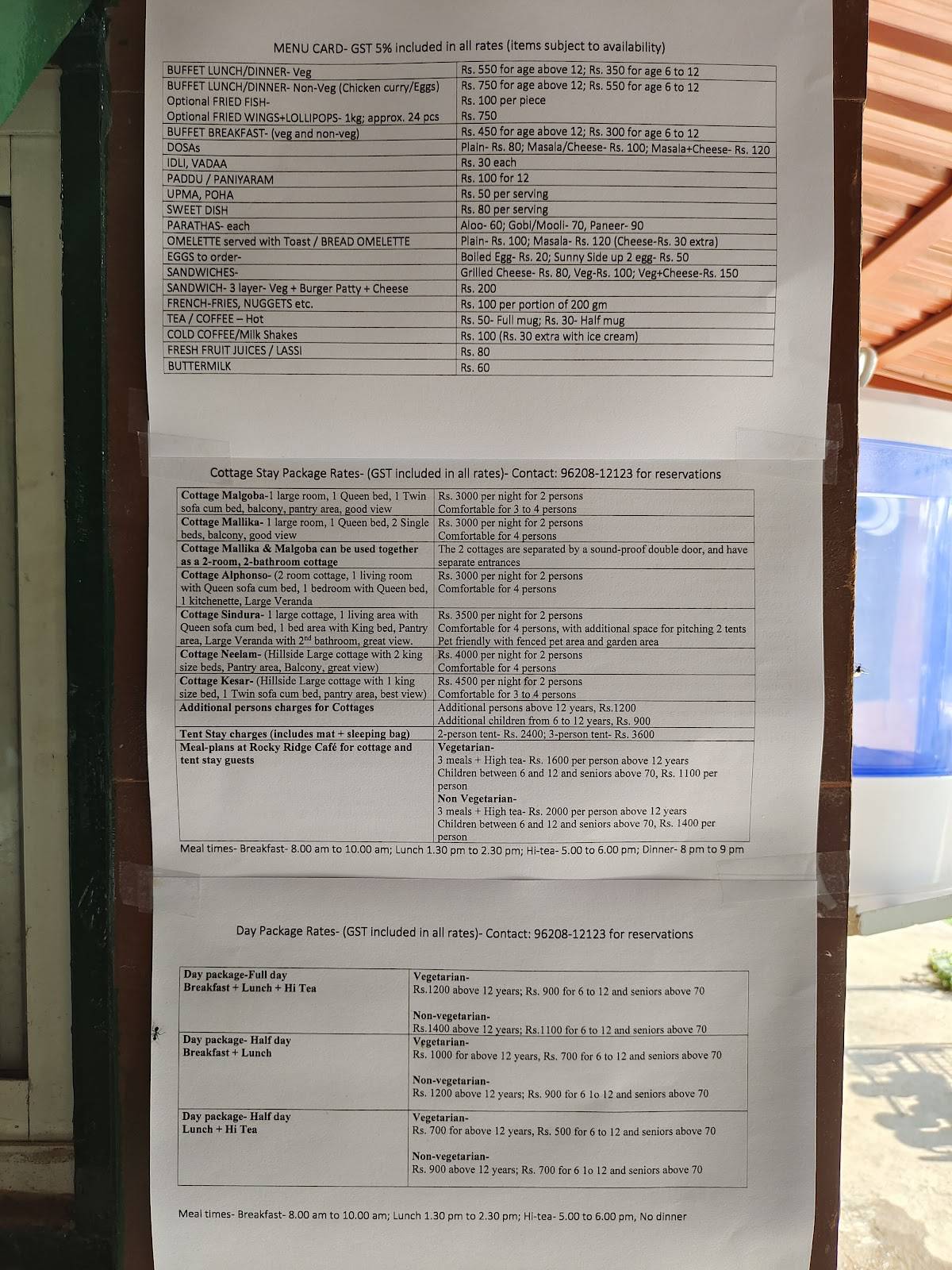 Menu at Rocky Ridge Cafe - Please reserve in advance, India, Survey No ...