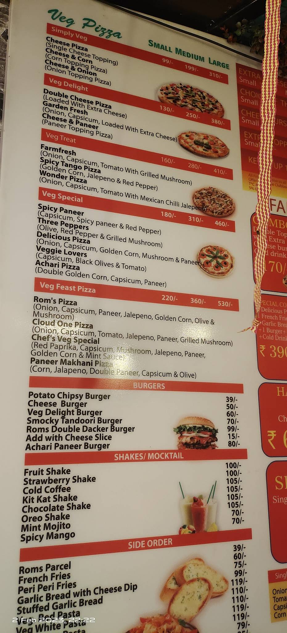 Menu at Roms Pizza, Dehradun, Chowk