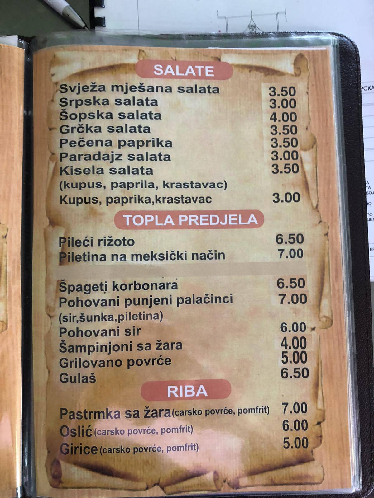 Menu at Roštiljnica Rogić Trn restaurant, Trn
