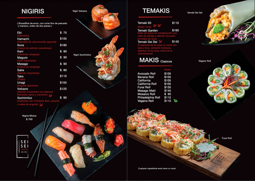 Carta del restaurante SEI SEI SUSHI, Zapopan