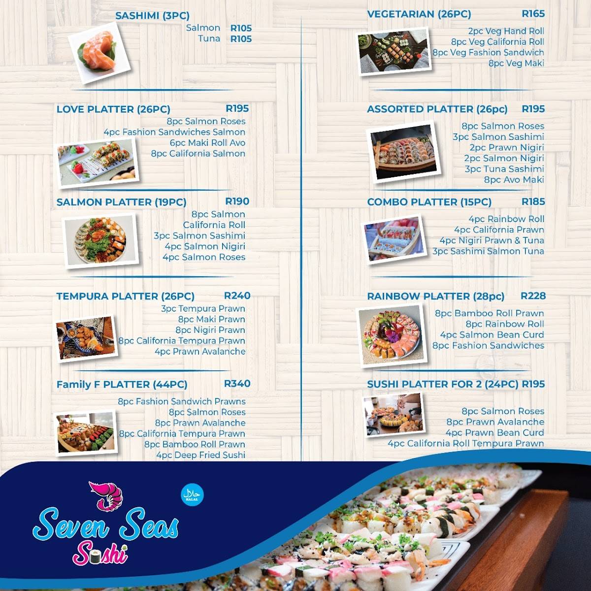 Menu at Seven Seas Sushi - Florida Road restaurant, Durban