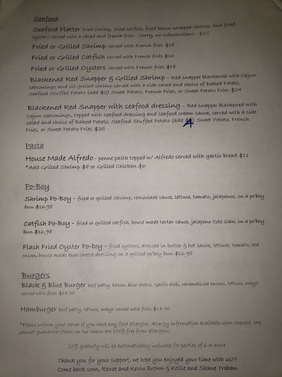 Menu at Sip & Savor Restaurant + Catering, Ville Platte