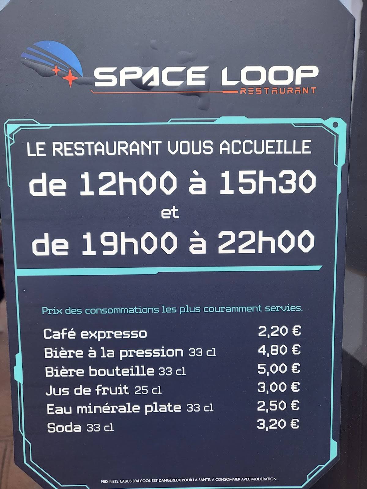 Menu au Space Loop Restaurant - Futuroscope, Chasseneuil-du-Poitou