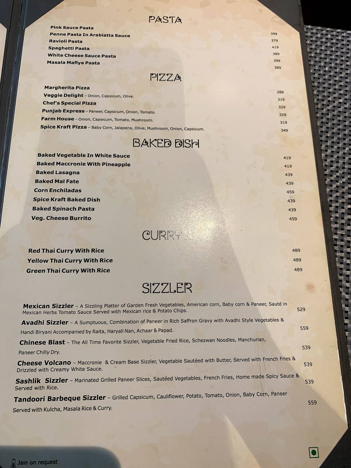 Menu at Spice Kraft Restaurant, Vadodara