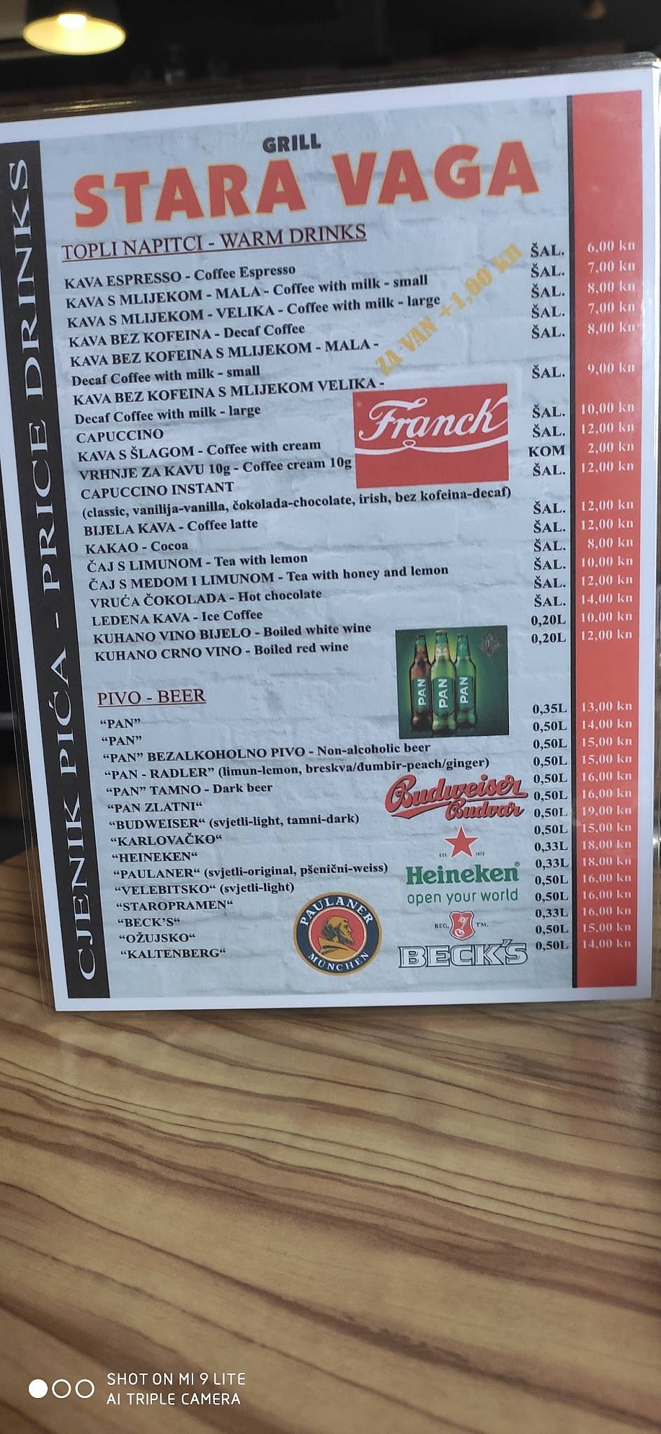 Menu at Stara Vaga BBQ, Čakovec