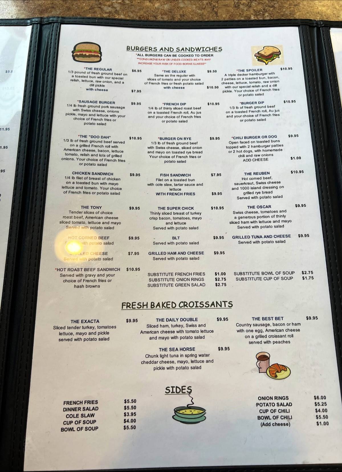 Menu at Starting Gate Restaurant, Auburn