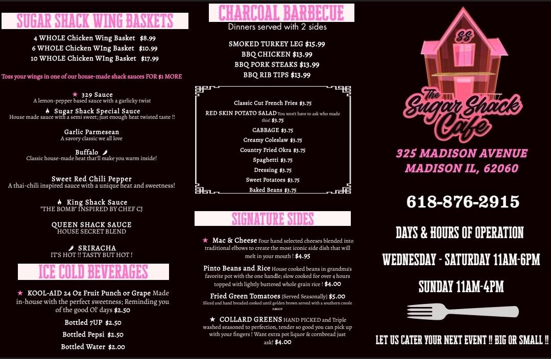 Menu at Sugar Shack Cafe, Madison
