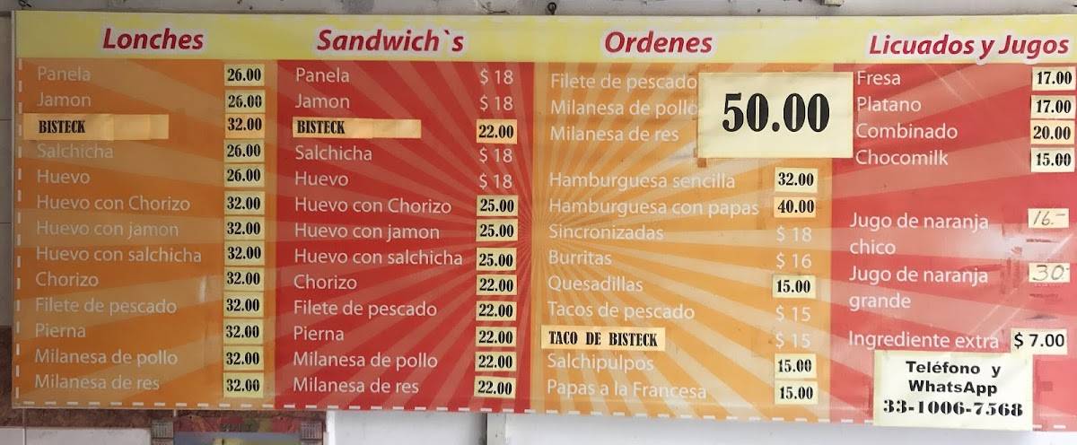Menu at Super Lunch restaurant, Zapopan