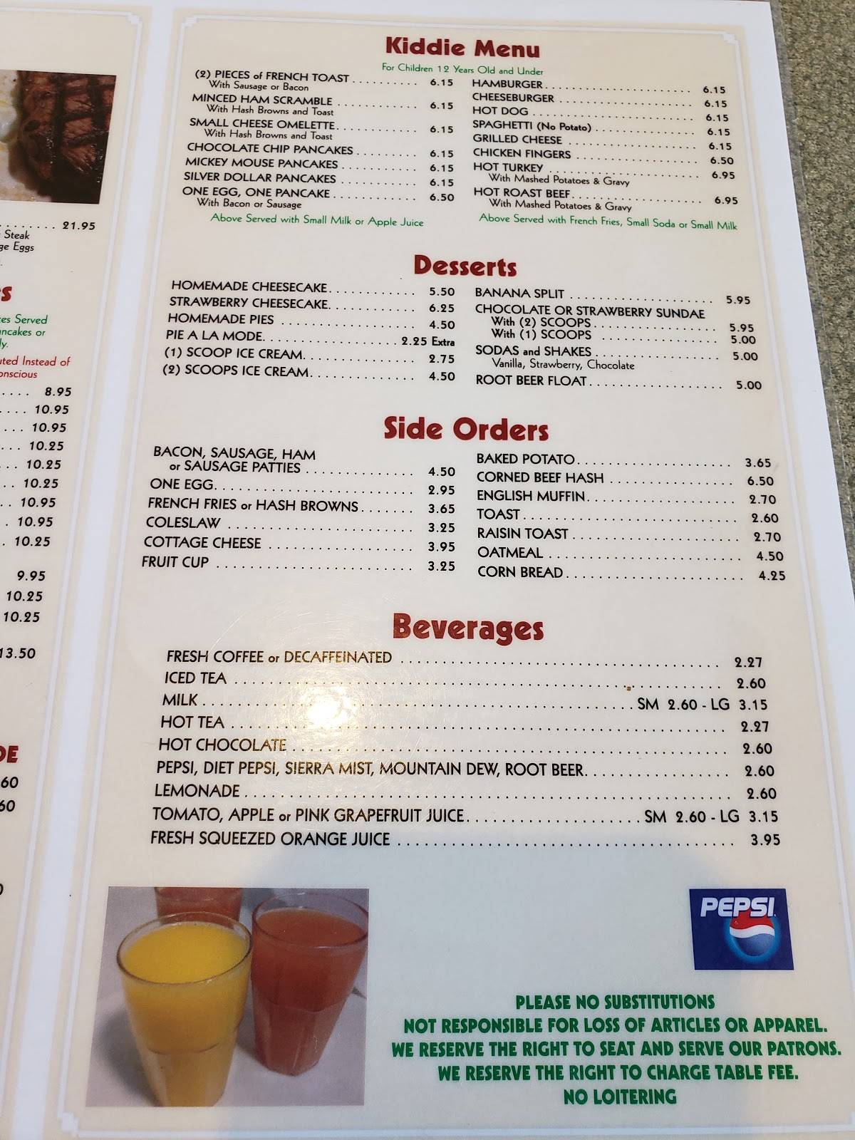 Menu at Sycamore Parkway Restaurant, Sycamore