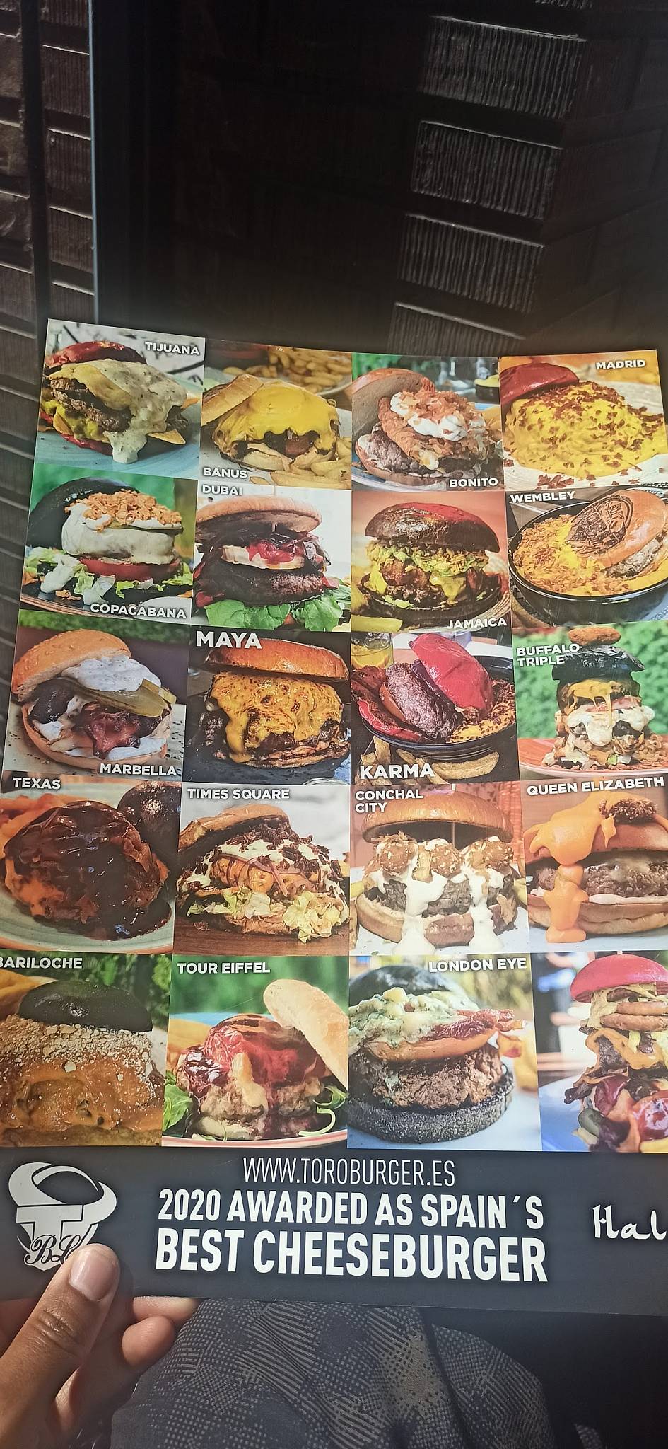 Carta del restaurante TORO BURGER VALENCIA, Valencia