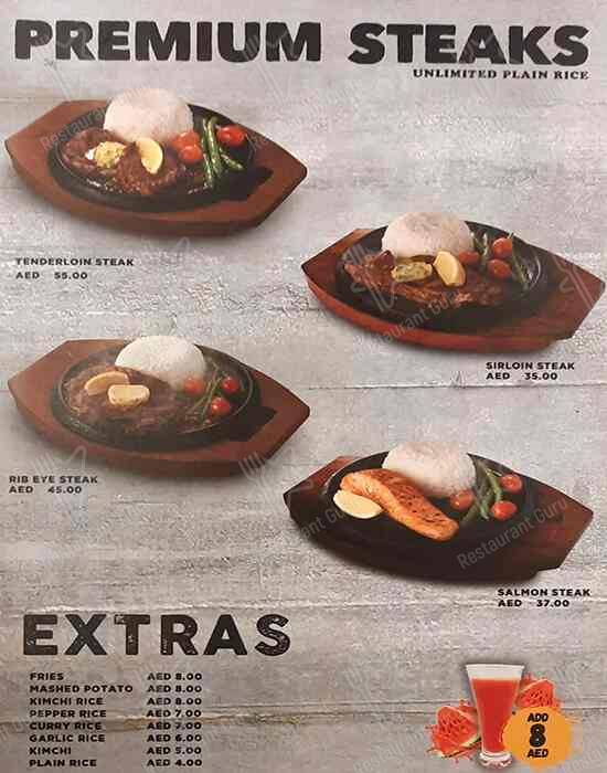 Menu at Teriyaki Boy & Sizzlin' Steak restaurant, Abu Dhabi, Al Wahda Mall