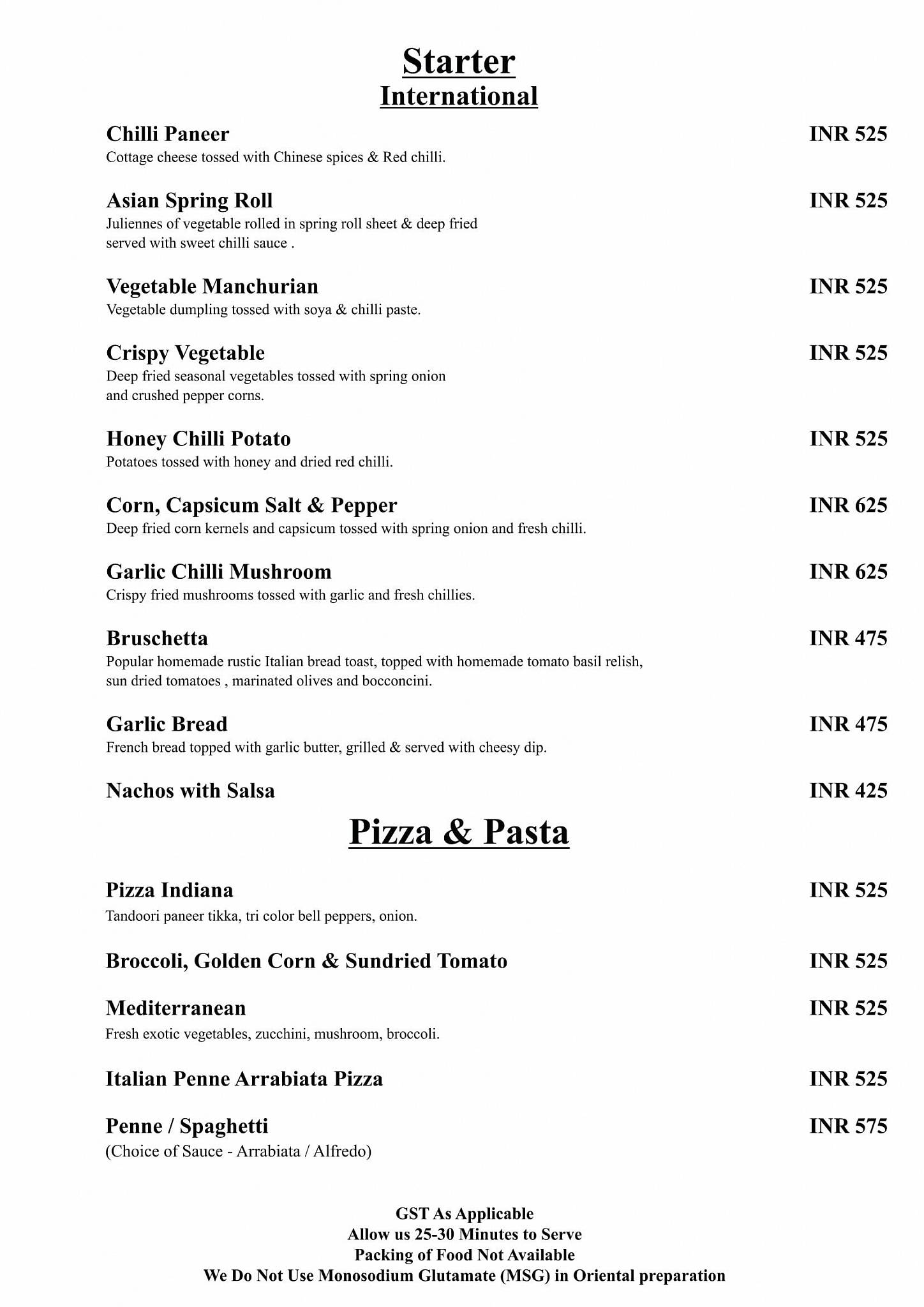Menu at The 3 B's, Ghaziabad