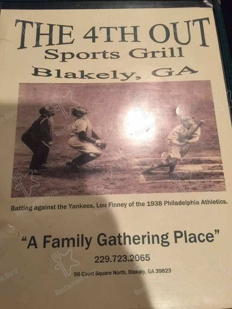 Menu at The 4th Out restaurant, Blakely