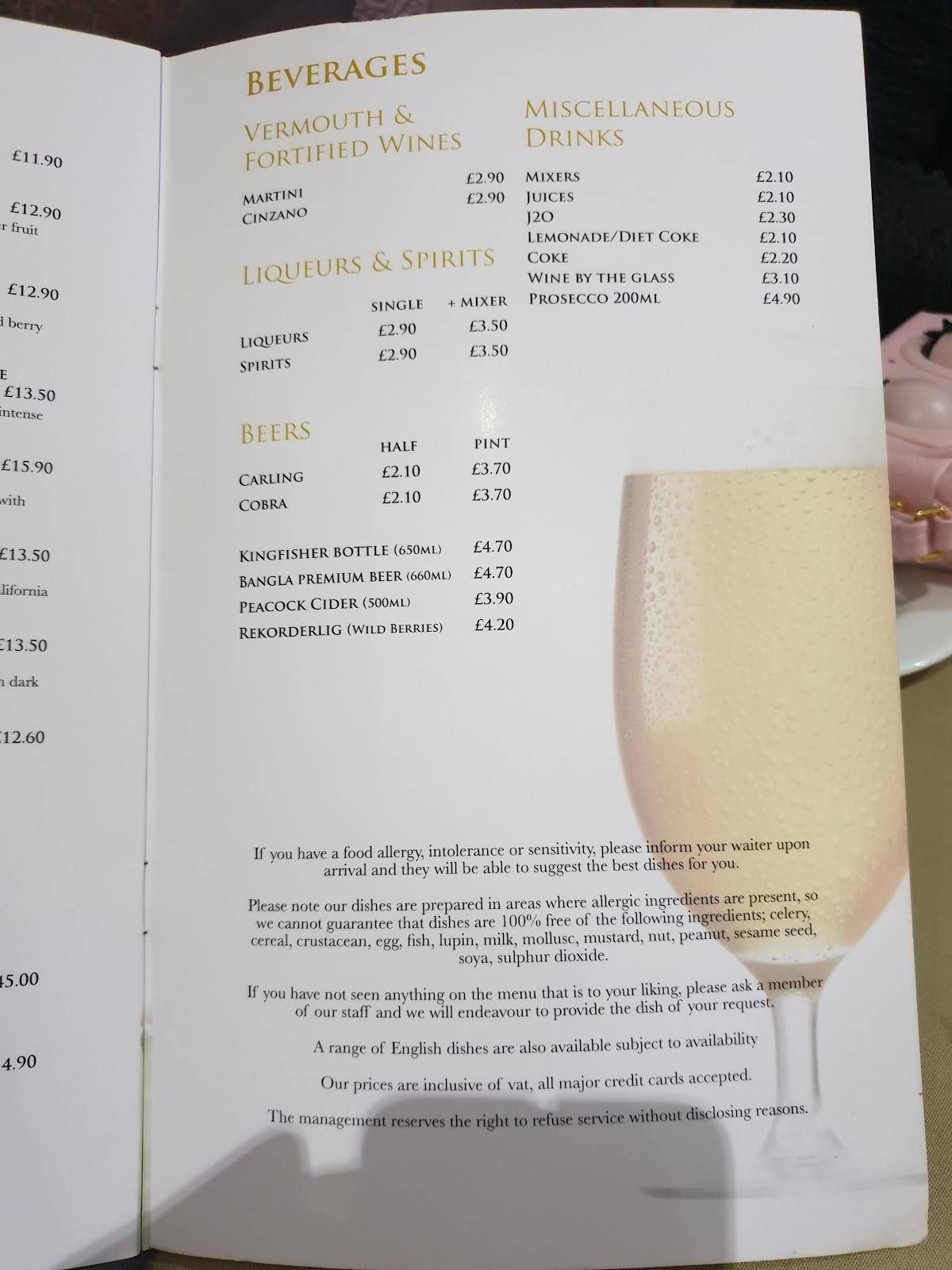 Menu at The Ameena Restaurant, Halesowen