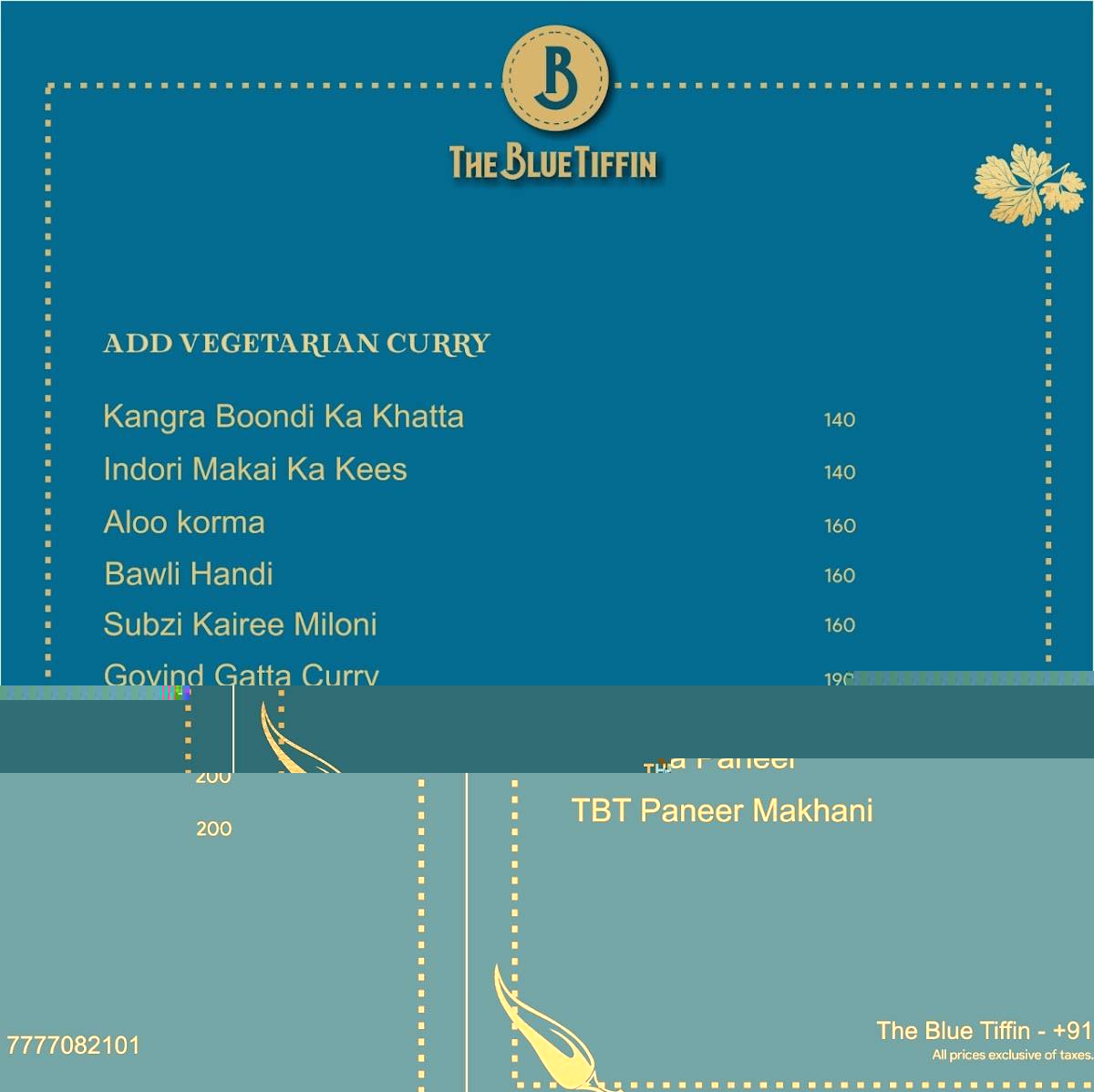 Menu at The Blue Tiffin, Mumbai